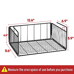SUFAUY 2-Pack Under Cabinet Shelf Basket Organizer, Metal Wire Rack Hanging Storage Baskets Holds up to 22lbs for Kitchen Pantry or Refrigerator, Silver