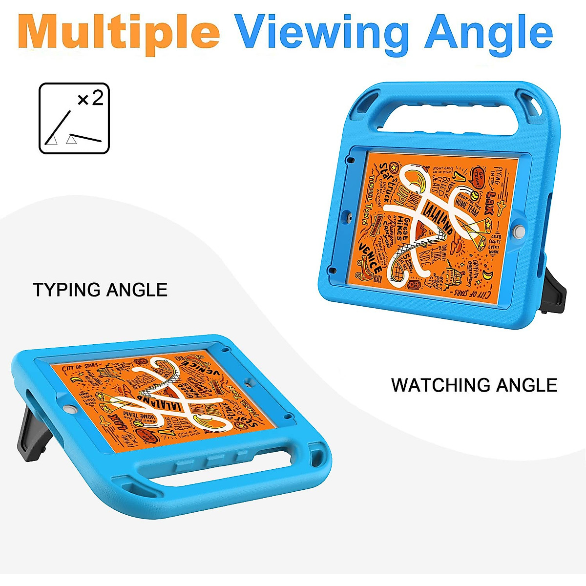 BMOUO Kids Case for iPad Mini 4/iPad Mini 5, iPad Mini 4/5 Case - Built-in Screen Protector, Shockproof Handle Convertible Stand Kids Case for iPad Mini 5th/4th Generation 7.9", Blue