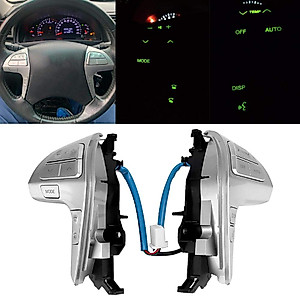 Gorgeri 1 Pair Steering Wheel Button, Multifunction Steering Wheel Control Switch Button Fits for XV40 2007-2011 XU40 2008-2013 (Silver)