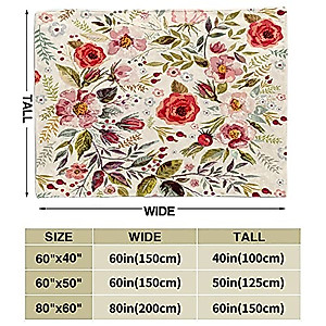 Tupmnbry Wildflowers Floral Throw Blanket Botanical Floral Printed Blanket Super Soft Flannel Throw Blanket Lightweight Fluffy Plush Fuzzy Bed Blanket for Bedding Sofa and Travel 50"X60"