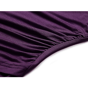 Beauhuty Women's Plus Size Tops Sexy Deep V Neck Sexy Low Cut Front Surplice Wrap Short Sleeve Fitted Tees (XXL, Short-Purple)