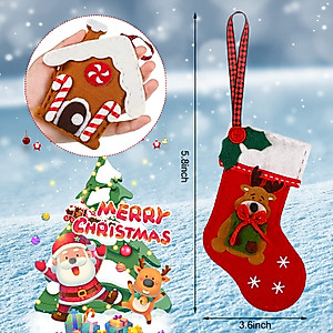 Skylety 8 Pieces 3D Christmas Tree Ornaments Set Felt Santa Elf Snowman Candy Cane Ornament, Christmas Stocking, Gnome Felt Decoration(Santa Claus)