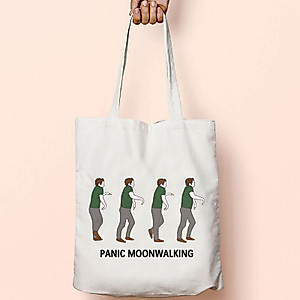 TOBGB New Girl TV Show Inspired Gift Nick Miller Novelty Makeup Bag New Girl TV Show Fans Gift New Girl Merchandise Panic Moonwalk Tote Bag (Panic Moonwalk tote)