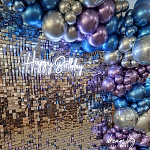 HKYOOD Disco Balloons Garland Arch Kit - 22 18 12 10 5 inch Metallic Purple Blue Hot Pink Green Silver Chrome Disco Balloon with for Birthday Sing Themed 70S 80S 90S Bachelorette Party Decorations