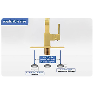 Phiestina Brushed Gold Single Hole Bathroom Faucet, Waterfall Single Handle 1 or 3 Hole RV Bathroom Faucet, Swivel 360 Degree with Deck Plate, Pop Up Drain and Water Supply Line, SGF05-BG-2
