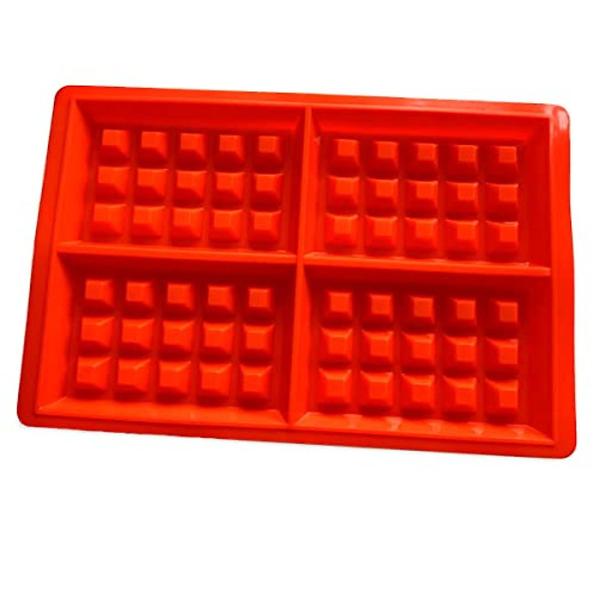 Silicone Waffle Mold for Baking, Non Stick, Dishwasher Safe, Square Shape Set of 2, Red