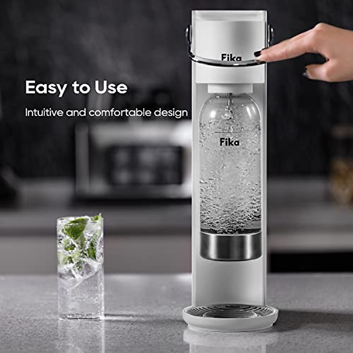 Fika Carbonator Pro - High Performance Carbonator/Sparkling Water Maker - Soda Maker and Soda Streaming Machine with BPA-free Carbonating Bottle (Luna White, CO2 NOT Included)
