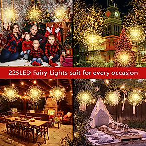 LetsFunny Fairy Christmas String Lights Wire Lights, 225 LED DIY 8 Modes Dimmable Lights with Remote Control, Decorative Hanging Starburst Lights Christmas Indoor Outdoor Decoration