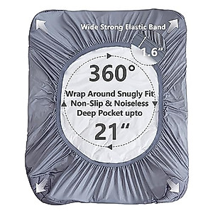 ELVEN HOME California King Waterproof Mattress Pad, Super Soft Mattress Cover Breathable Quilted, Cooling Fluffy Mattress Topper Noiseless Protector Fitted Deep Pocket 8-21" (Grey,Cal King)