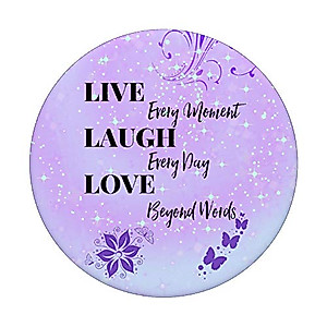 Phone Pop Up Button Holder,Live Laugh Love Purple Butterfly PopSockets PopGrip: Swappable Grip for Phones & Tablets