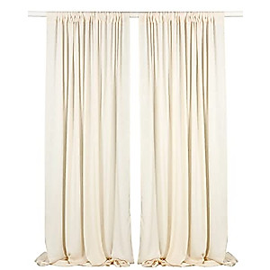 Cytdkve 2 Panels 4.8 Feet x 10 Feet Butter Cream Velvet-Like Wedding Backdrop Curtain Drapes, Silky Soft Window Curtains Panels for Wedding Ceremony Birthday Party Decorations