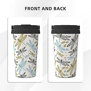 WANGXUEE simple dragonfly Print 500ml Stainless Steel Travel Tumbler Double Wall Vacuum Insulated Coffee Mug