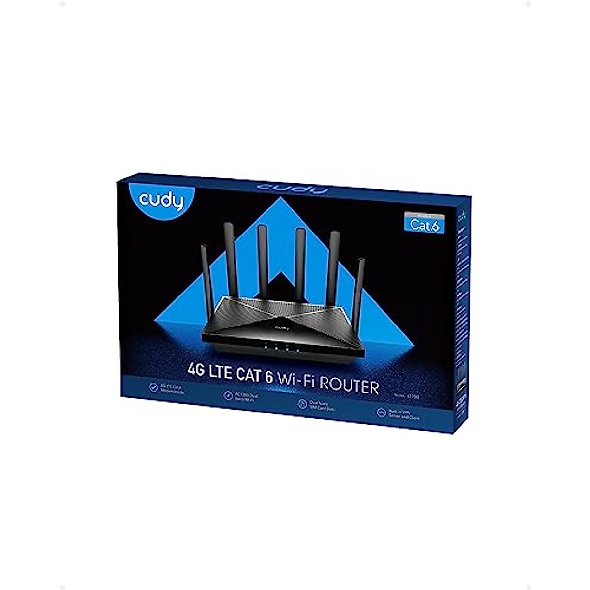 Cudy New 4G LTE Cat 6 WiFi Router, Qualcomm Chipset, LTE Modem Router, Dual SIM 4G Cellular Router, AC1200 Dual Band WiFi, 4 Gigabit Ports, OpenVPN, WireGuard, Band Lock, TTL, at Command