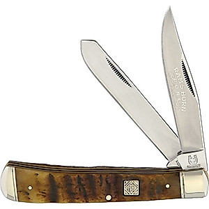 Rough Ryder KB201RAMSHORNBONE Trapper Rams Horn Jigged Bone,Multi