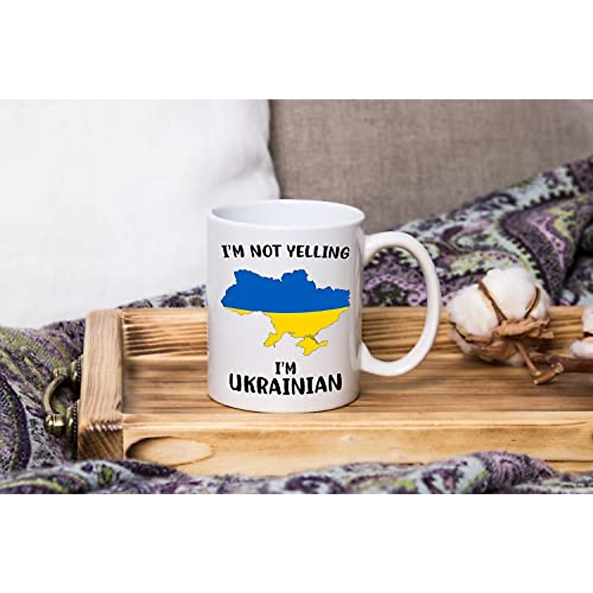 Funny Ukraine Pride Coffee Mugs, I'm Not Yelling I'm Ukrainian Mug, Gift Idea for Ukrainian Men and Women Featuring the Country Map and Flag, Proud Patriot Souvenirs and Gifts