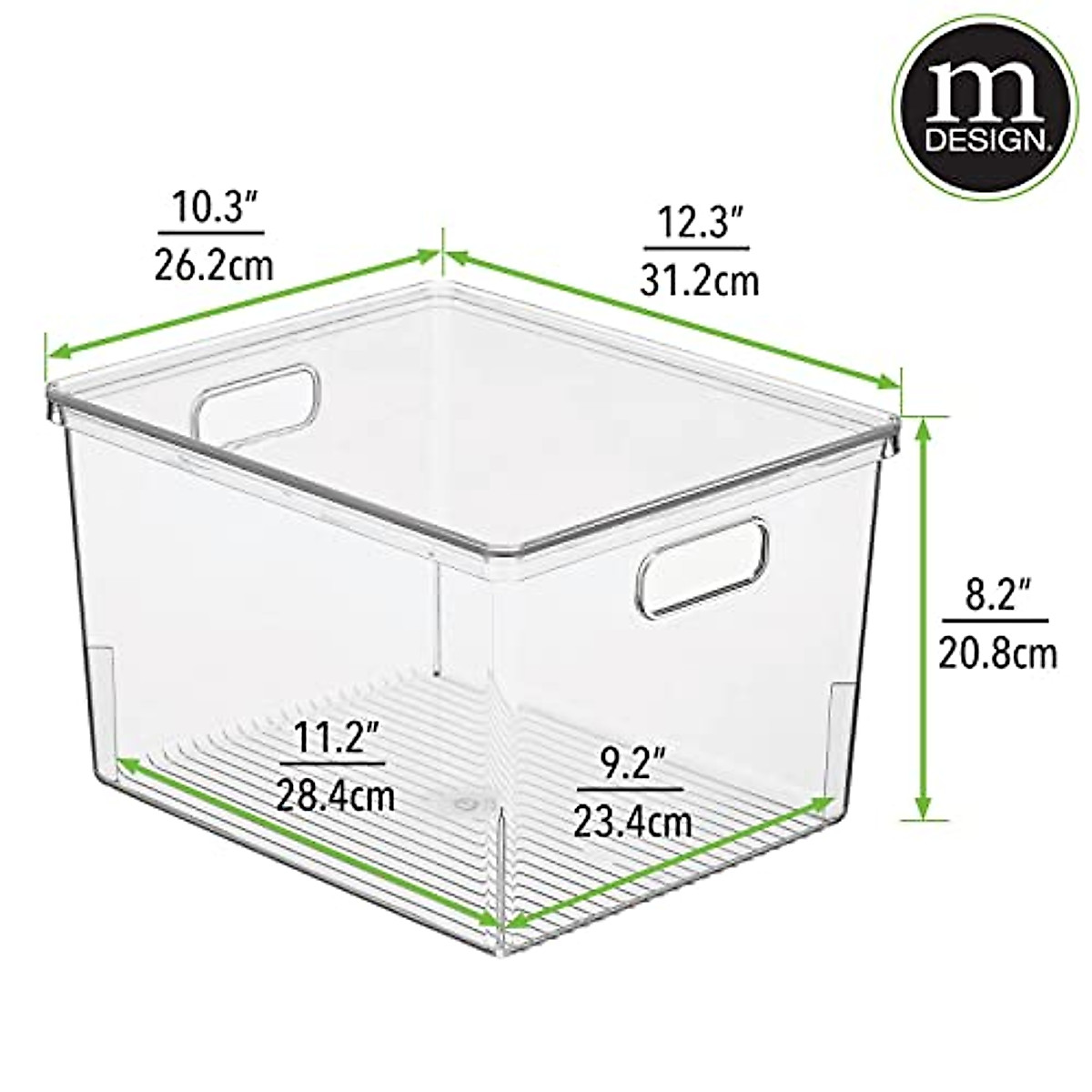mDesign Large Plastic Stackable Bathroom Cabinet Storage Bin Box with Handles/Lid, Drawer Stacking Organizer for Soap, Lotion, Towels, and Accessories, Ligne Collection, 2 Pack, Clear
