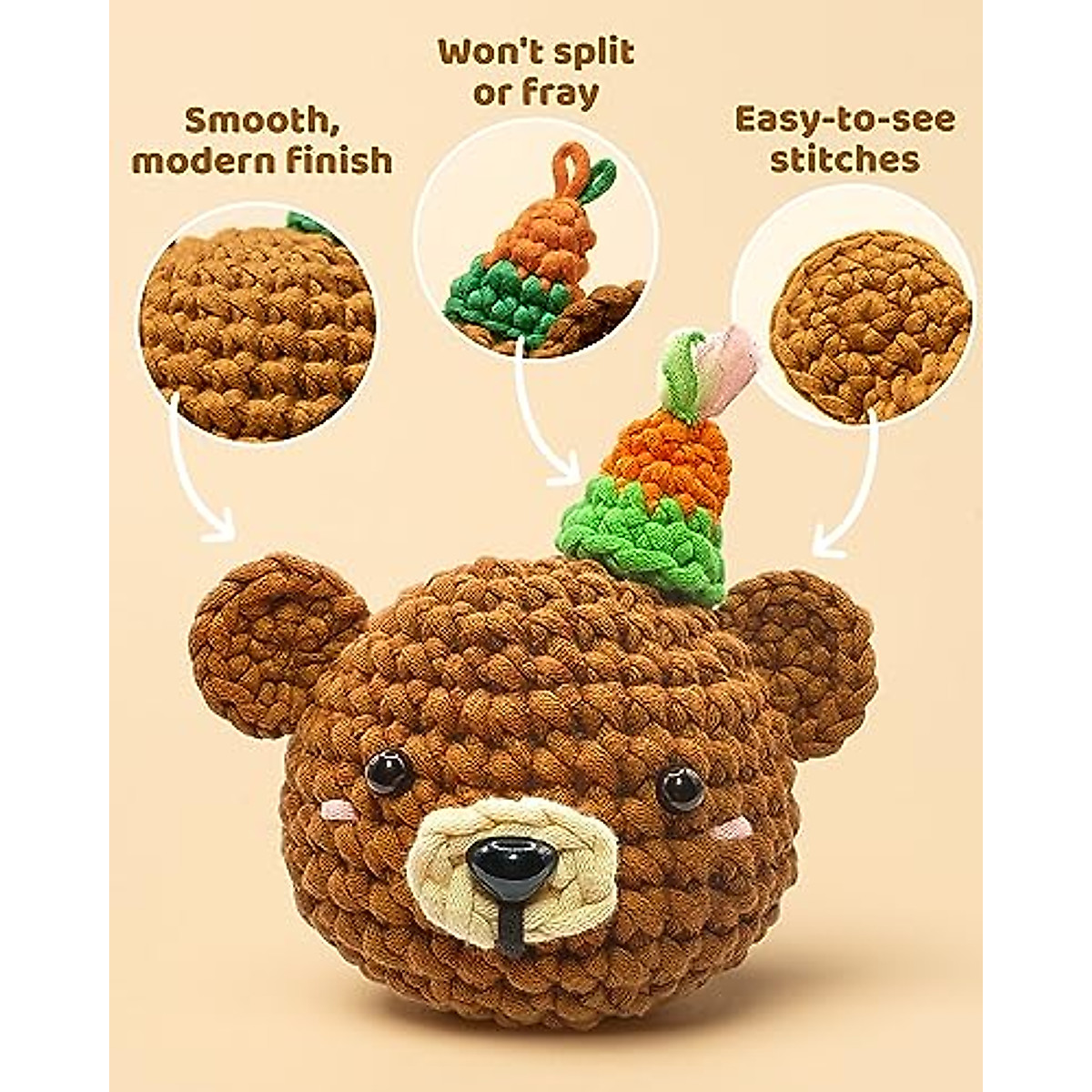 Craftori EZYarn - Crochet & Knitting Yarn for Beginners - Easy-to-See Stitches Cotton Nylon Blend Medium #4 Yarn (200g)