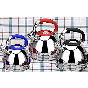 Kettle Stovetop Whistling Tea Kettle 304 Stainless Steel 3L Tea Kettle Stovetop Tea Pots For Stove Top Teapot Whistle Top Stove With Anti-Scald Handle Tea Kettle Stovetop Teapot (Color : Red, Size :