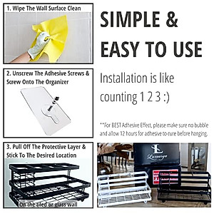 Premium Hair Tool Organizer Wall Mount, Hair Basket, 5 Compartments, Stainless Steel. Large Bathroom Sink Organizer Countertop. Hair Dryer Storage Organizer Under Sink. Hair Utensil Holder. Black