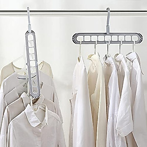 ZEDODIER Magic Hangers, Space Saving Hangers 5 Pack Sturdy Plastic 9-in-1 Hanger Closet Organizer(Grey)