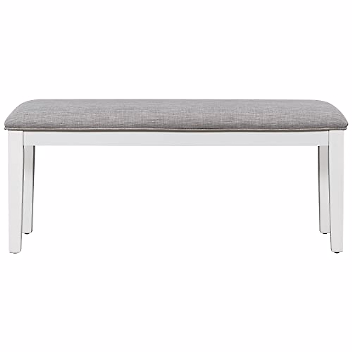 SIYSNKSI Modern 6 Piece Dining Table Set, Wood Dinette Table with 4 Upholstered Chairs and Bench, Classic Traditional Style Kitchen Table Set for 6 People (White+Gray)