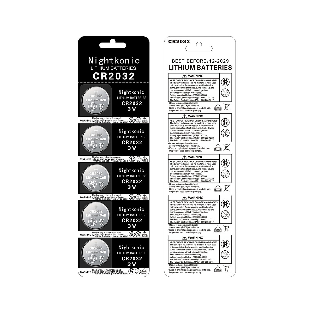 Nightkonic 100 pcs Pack - CR2032 Battery 3 Volt Lithium Coin Cell 2032 Batteries