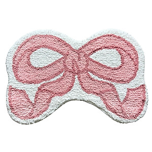 Luxape Bow Rug - Bow Shaped Rug - Handmade & Premium- 30in (75cm) - Uno Reverse Rug - Designer Rugs - Aesthetic Room Decor - Cute Room Decor Coquette bathmat Rug