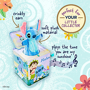 KIDS PREFERRED Disney Baby Lilo and Stitch Classic Jack in The Box Musical Toys for Babies and Toddlers, Pop Goes Stitch from A Colorful Box, 5 Inches