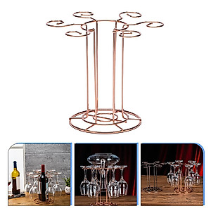 DOITOOL Metal Shelf Brackets Wine Glass Rack Countertop Wine Glass Holder Freestanding Stemware Storage Rack Wine Glass Stand Air Drying Tree Display Hanger for Home Bar Rose Gold Shelf Holders