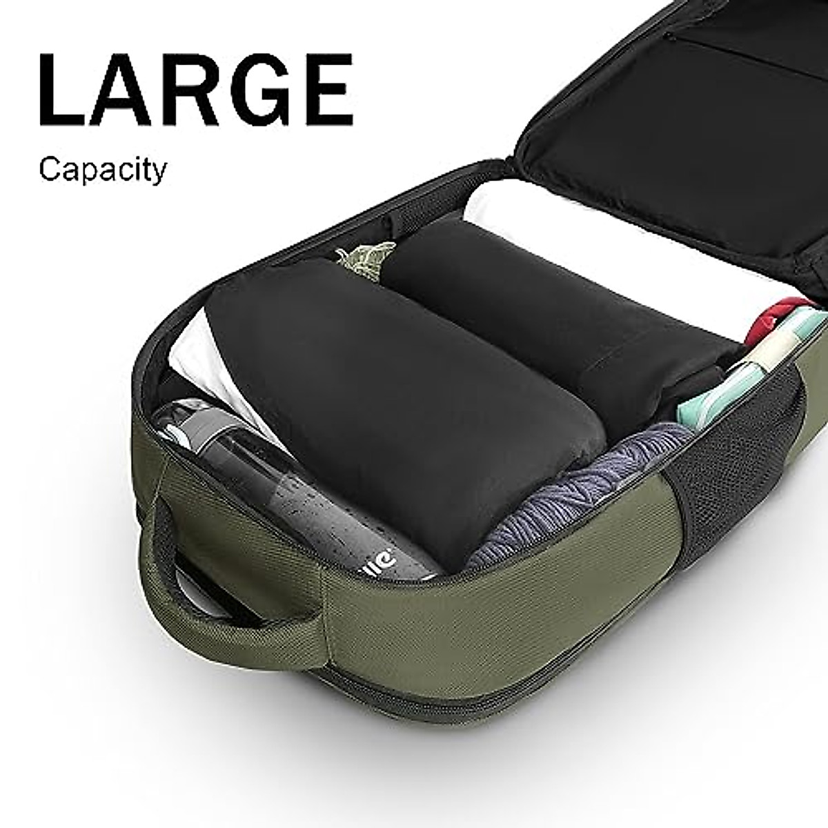 Travel Carry on Backpack, Flight Approved Laptop Backpack with USB Charging Port, Durable Computer Bag for Men Women Fits 15.6 In Laptop, Anti-Theft Waterproof Work Daypack for Business College, Green