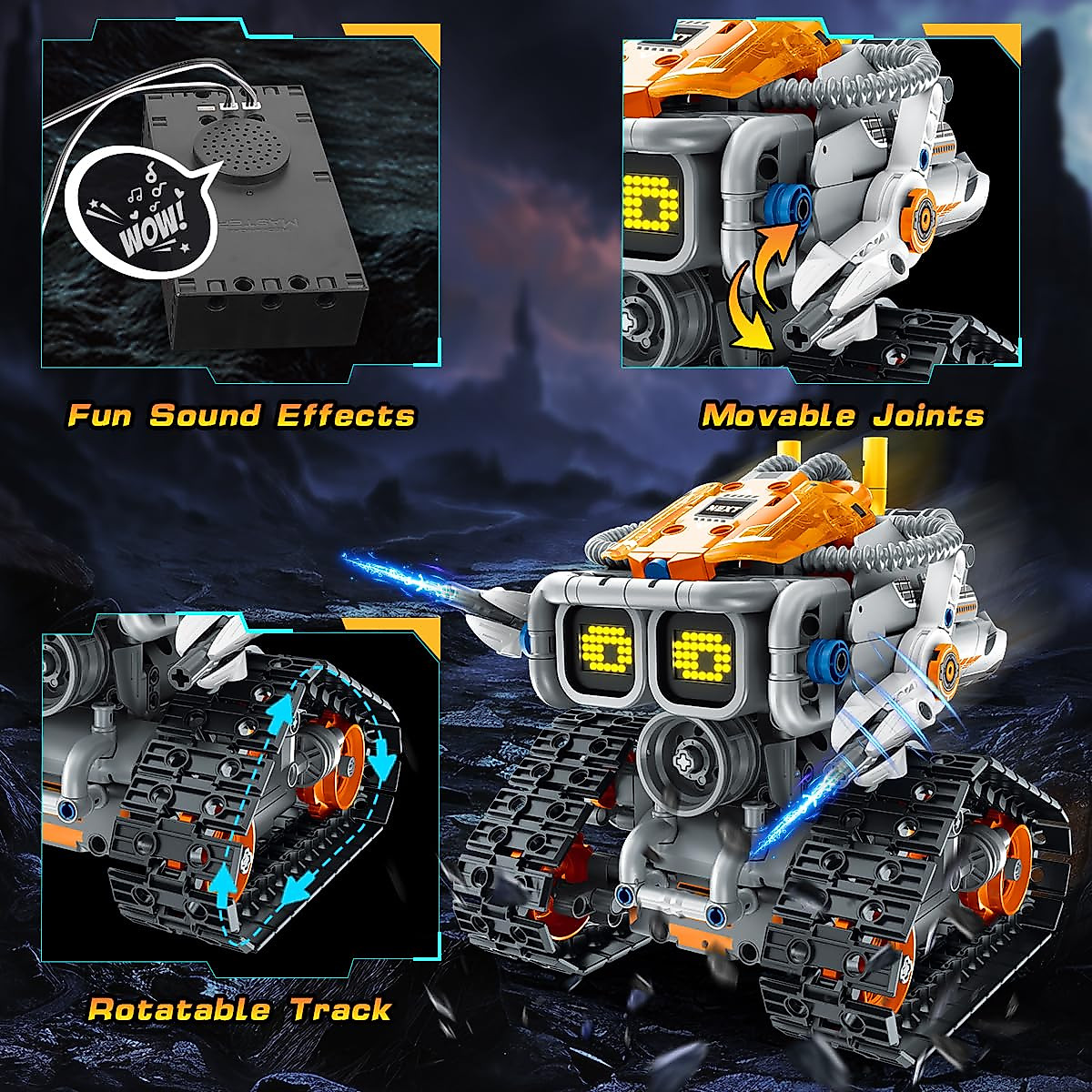 HOGOKIDS Changeable Expressions Robot Building Sets - 3 in 1 Remote & APP Supported Robotic Building Toy Having Sound Effect, Rechargeable RC Robot Birthday Present for Kids Age 6+ Boy & Girl (451PCS)