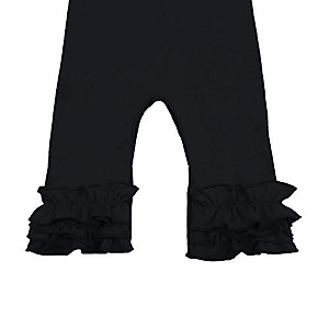 IBTOM CASTLE Baby Girls Boys Christmas Icing Ruffle Jumpsuit Pants Plain Layering Bodysuit Romper Long Sleeve Pajamas Birthday Outfits Black 0-3 Months