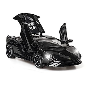 1:32 Scale Sian FKP37 Model Car Zinc Alloy Diecast Car Toys for Kids, Pull Back Toy Car Vehicle with Sound and Light Door Opening Birthday Gift for Boys Toddlers (Black)