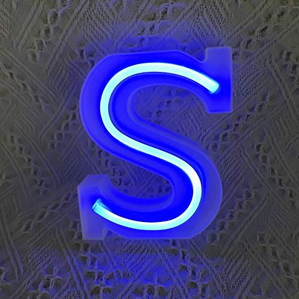 QiaoFei Light Up Marquee Letters Lights Letters Neon Signs, Pink Wall Decor/Table Decor for Home Bar Christmas, Birthday Party, Valentinefs Day Words-Blue Letters (S)