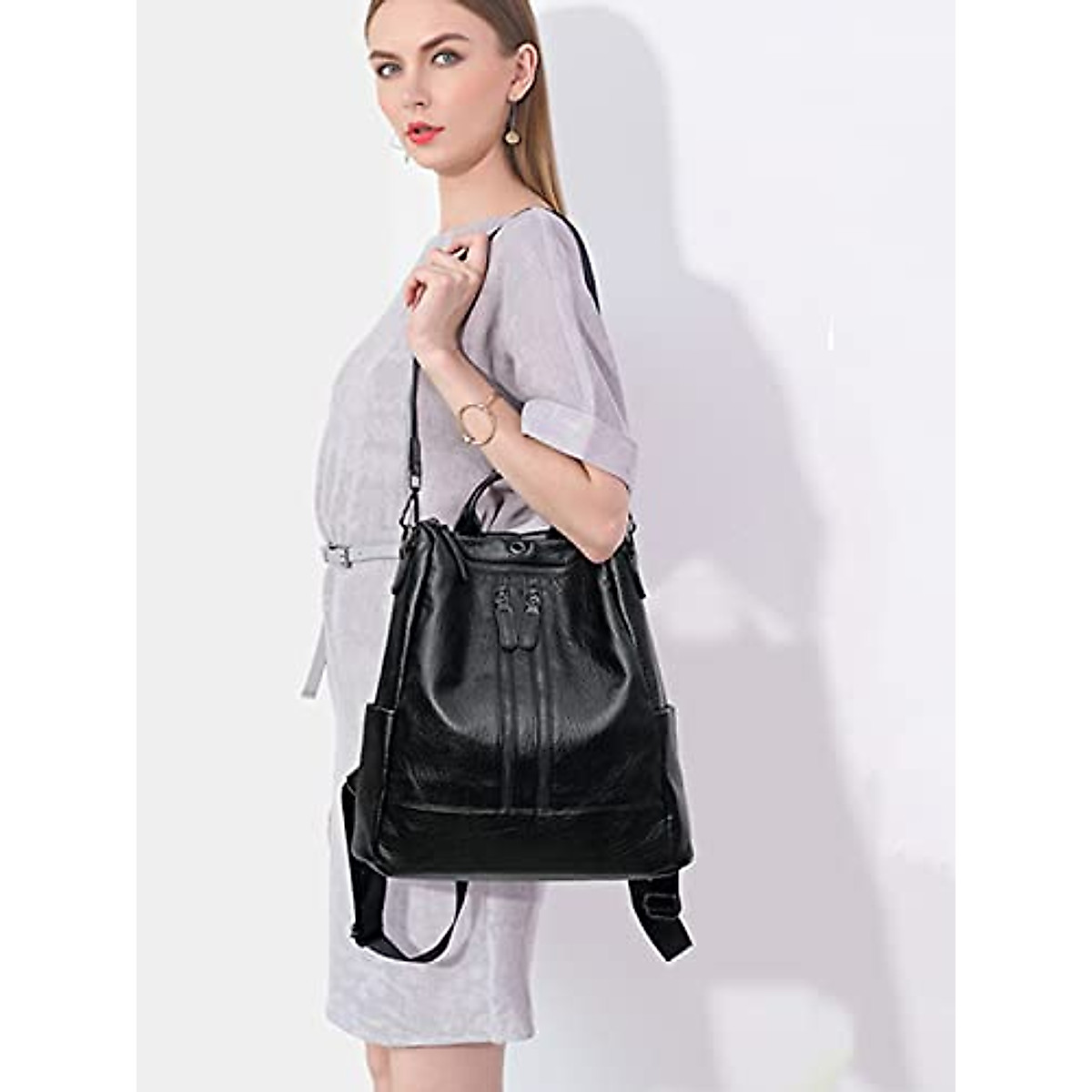 XHUMORG Women Backpack Purse Fashion Leather Multipurpose Design Handbags Travel Large Ladies Shoulder Bag,Anti-theft