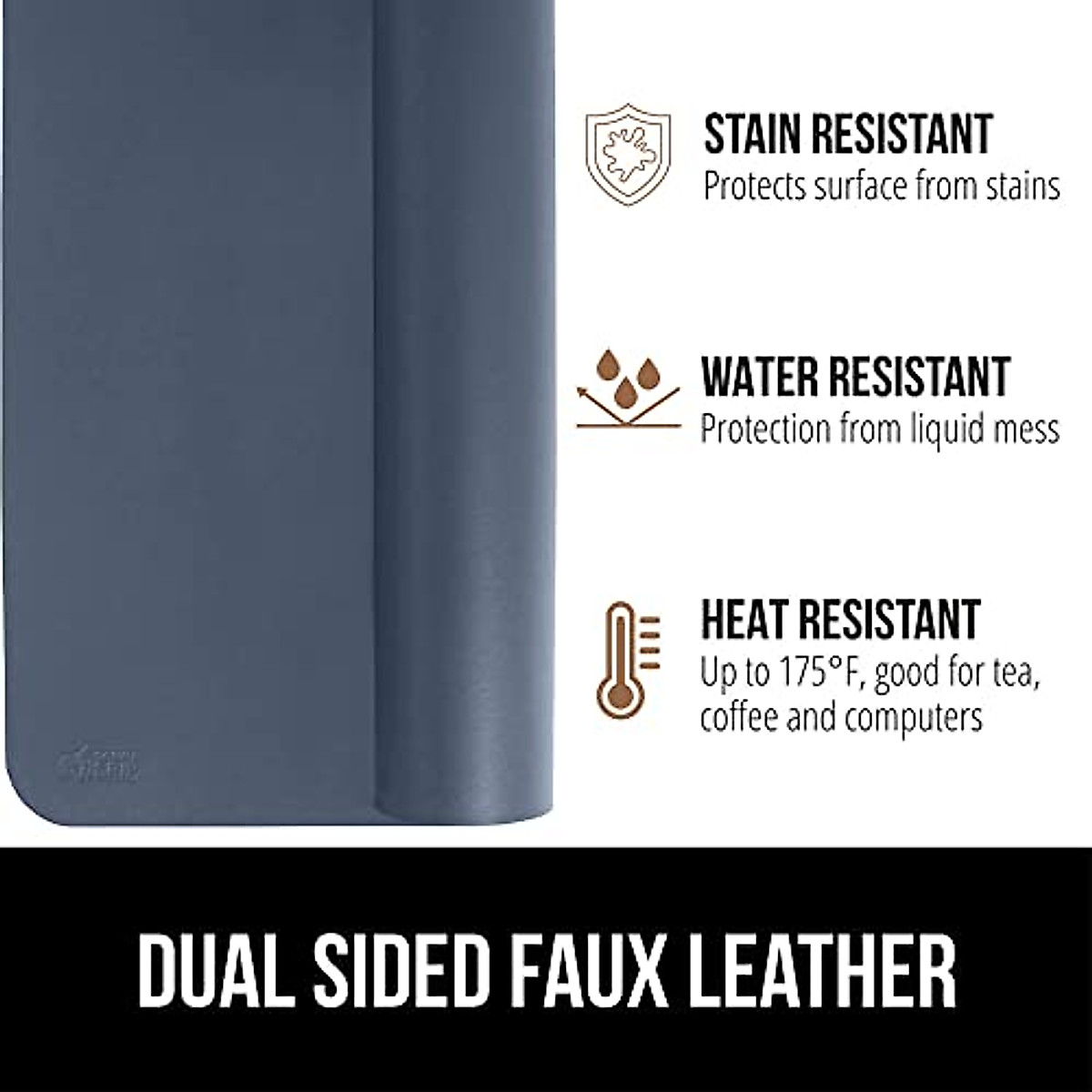 GORILLA GRIP Desk Mat, Non Slip and Heat Resistant Mouse Pad, Soft PU Leather Pads, Dual Sided Blotter, Desktop Protector Cover for Home Office Keyboard Laptop Computer and Writing 23.6x13.7 Navy Blue