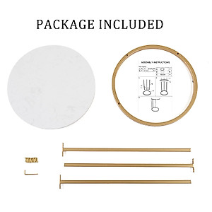 RiteSune Round C Shaped End Snack Side Table Slide Under Couch with Marble Top for Sofa Coffee Laptop Living Room Bedroom Small Space, 16" D x 24" H