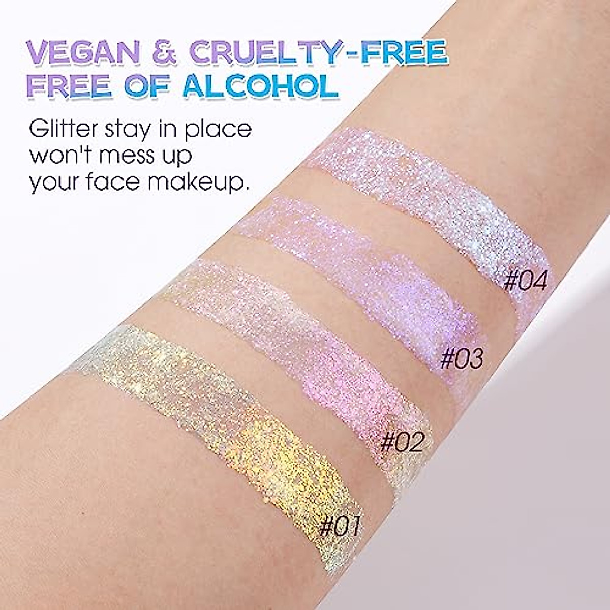 Body Glitter Gel - Holographic Body Glitter Gel for Body Hair Lip, Long Lasting Festival Party Makeup Body Glitter, Color Changing Glitter Gel Under Light, 1.35 oz (02 Sparkling Pink)