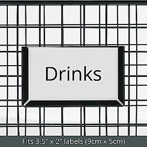 mDesign Wide Steel Wired Storage Organizer Bin Baskets with Label Slot for Kitchen Pantry, Cabinet, Organizing Holder for Food, Drinks, Snacks, Produce, Omaha Collection, 2 Pack, Matte Black