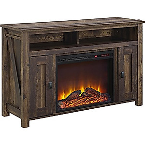Ameriwood Home Farmington Electric Fireplace TV Console for TVs up to 50", Rustic & Farmington Night Stand, Rustic,Small, Century Barn Pine -