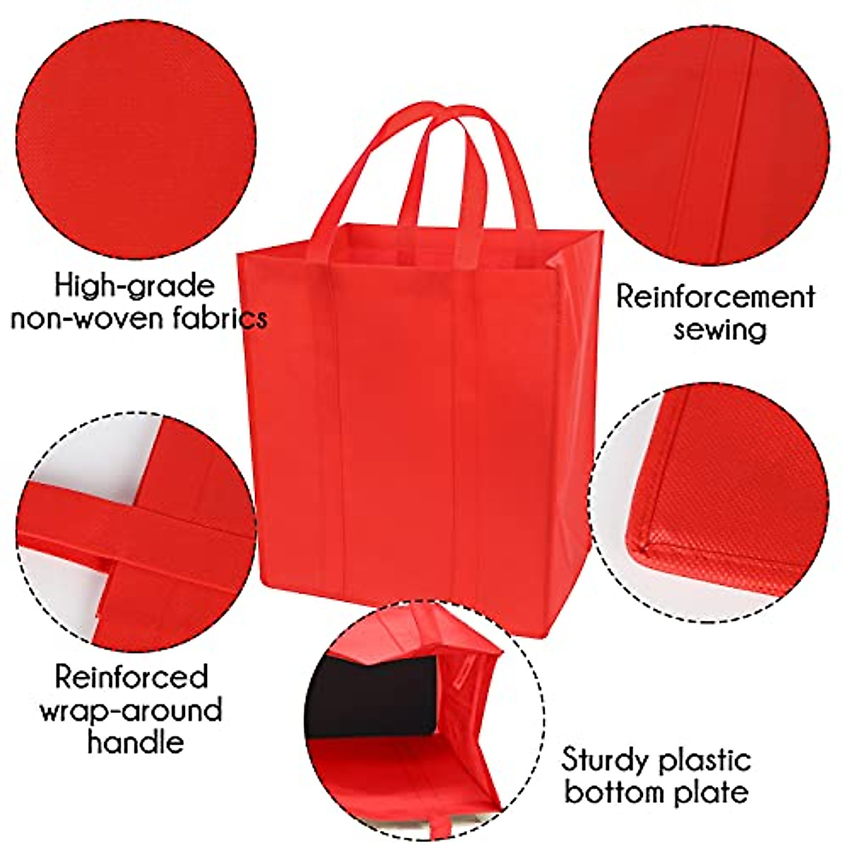 Shindel 12 Pack Reusable Grocery Tote Bag, Reinforced Handle Grocery Bags Heavy Duty Large Shopping Totes, Kitchen Reusable Grocery Bags, 15x13 inch
