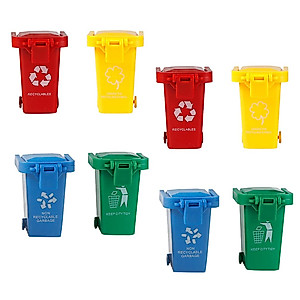TEHAUX 8pcs Mini Trash Can Trash Can Child Toy Kid Garbage Can Toys Small Garbage Can Toys Garbage Can Kid Toy Children’s Toys Kids Toys Classification Bucket Pulley Clamshell Plastic