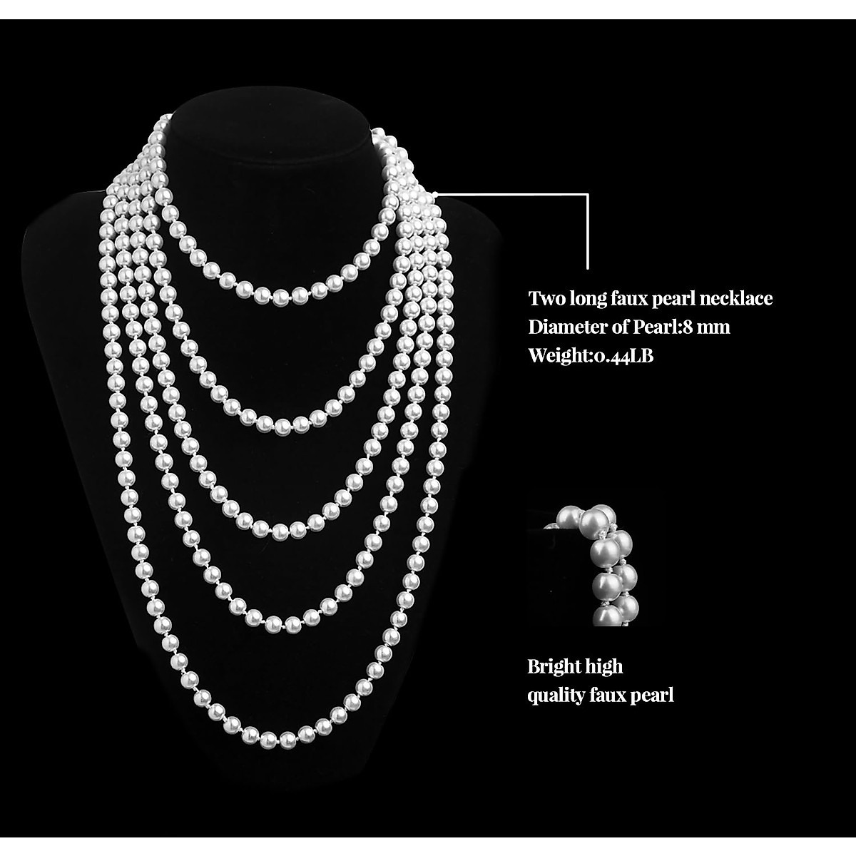 Cizoe 1920s Pearls Necklace Fashion Faux Pearls Gatsby Accessories Vintage Costume Jewelry Cream Long Necklace for Women(1A-white-1)