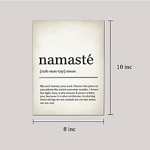 Namaste Definition Poster Yoga Zen Unframed 8x10 inc. Print Meditation Wall Art Gift for Yogi Yoga Studio Living Room Bedroom Decor Picture Wall Hanging Painting