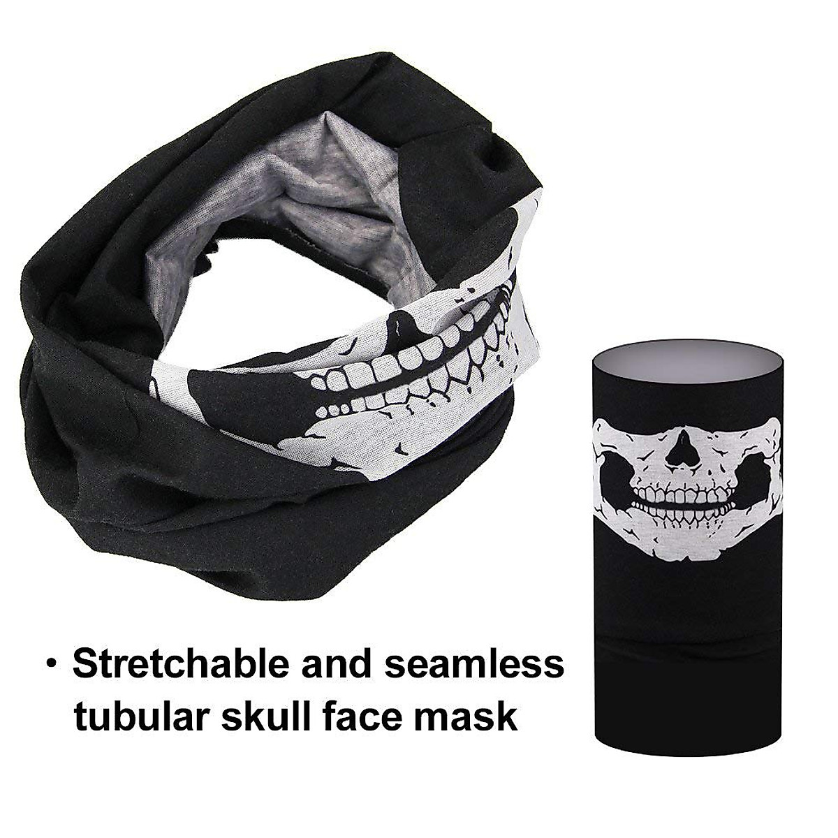 ZKSM 3 PCS Skull Mask Breathable Skull Face Masks Black Seamless Skull Balaclava Mask for Motorcycle Bike Hiking Ski Halloween Outdoor Riding