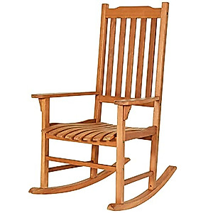 Tangkula Patio Rocking Chair, Indoor Outdoor Wooden Rocker Lounge Chair for Porch Garden Backyard Balcony, Rustic High Back Armchair w/Heavy-Duty 350 LBS Weight Capacity (1)