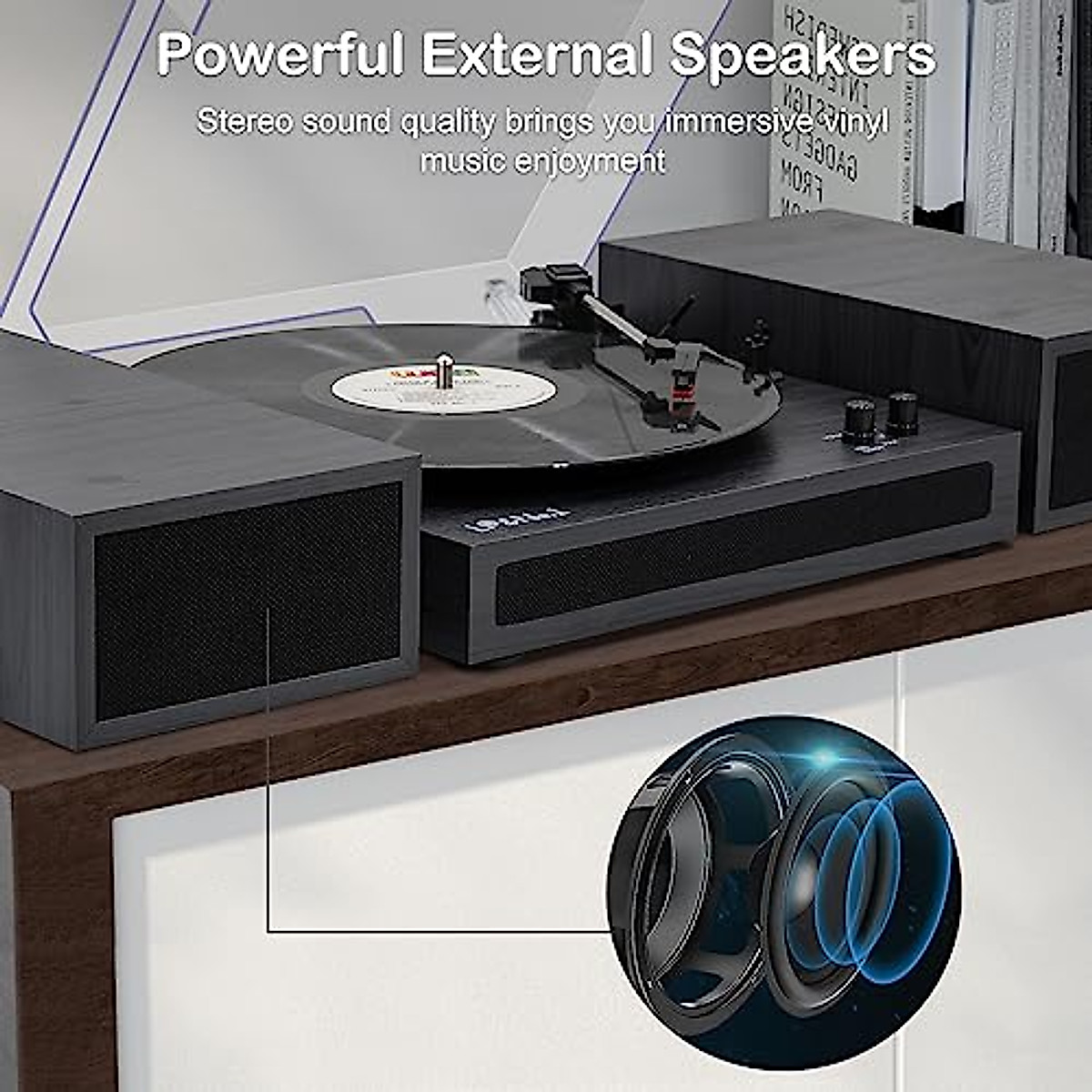 LP&No.1 Vinyl Record Player with Stereo Bookshelf Speakers, Vintage ...