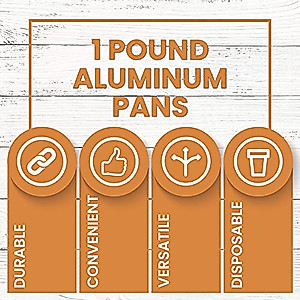 PARTY BARGAINS 1 Lb. Small Aluminum Pan with Lids - 100 Pack Set with Plastic Dome Lids, 5.5" x 4.5" Disposable Take-Out Pans for Meal Prep, Pies, Cakes, Meats (Max 240°C)