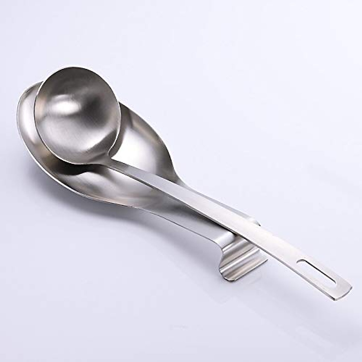 Stainless Steel Spoon Rest,spoon holder for stove top,Utensil spoon rest for kitchen counter,Brushed Finish, Countertop Heavy Duty,Dishwasher Safe 3.8 x 9.4 Inch (Silver color 1PC)
