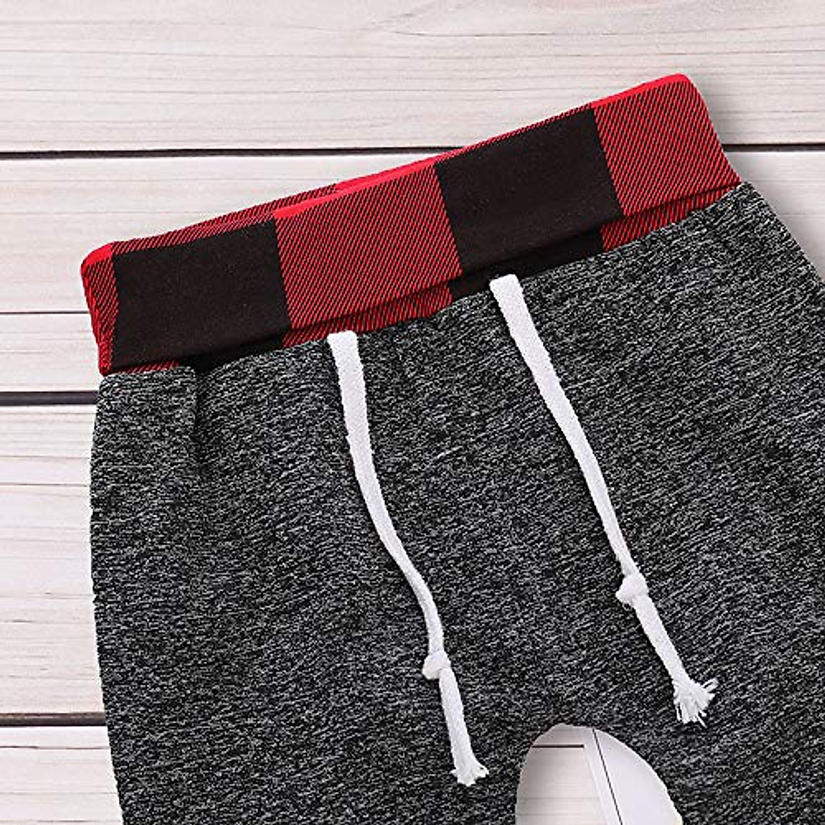 Ritatte Toddler Infant Baby Boys Clothes Plaid Long Sleeve Hoodie Sweatshirt Pants Fall Winter 5Pcs Outfits Set(Gray, 18-24 Months)